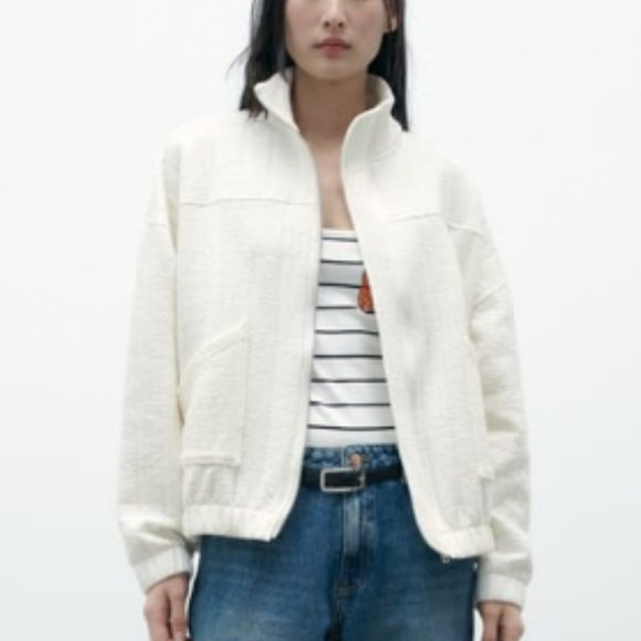 Zara | Jackets & Coats | Zara New Woman Ss23 Ecru Quilted Bomber Jacket ...